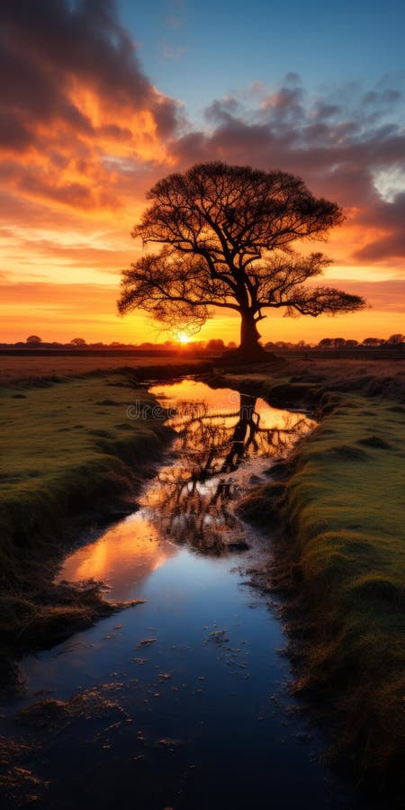 Traditional British Landscape Uhd Image of Tree by Water at Sunset ...