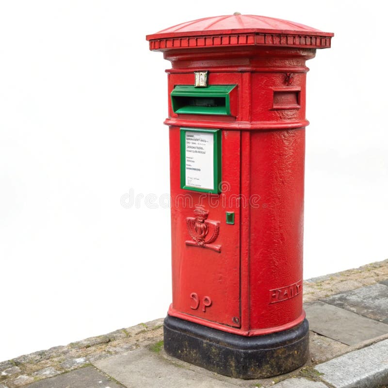 Traditional British Red Post Box Isolated on Transparent Background ...