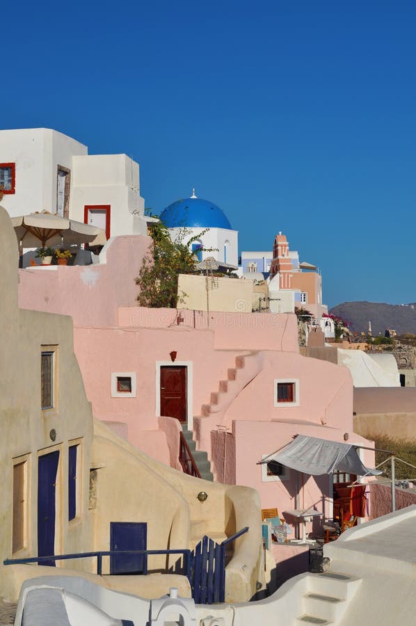 Traditional Buildings in Oia Village Stock Photo - Image of blue ...