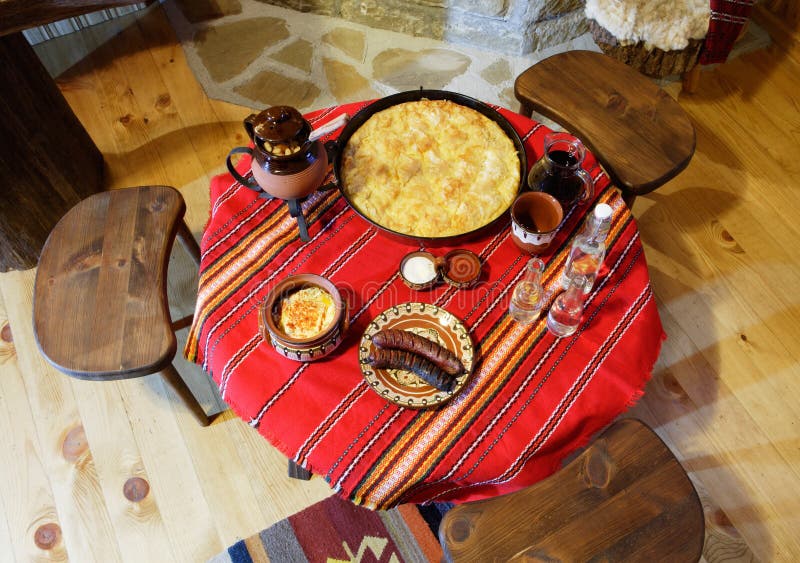 Traditional Bulgarian Dining-table Stock Image - Image of hungry, green ...