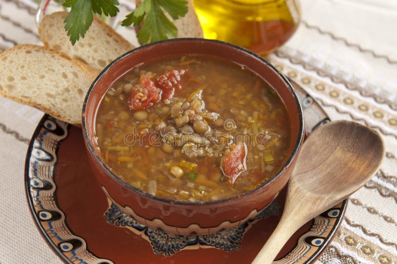 Traditional Bulgarian Lentil Soup Stock Image - Image of closeup ...