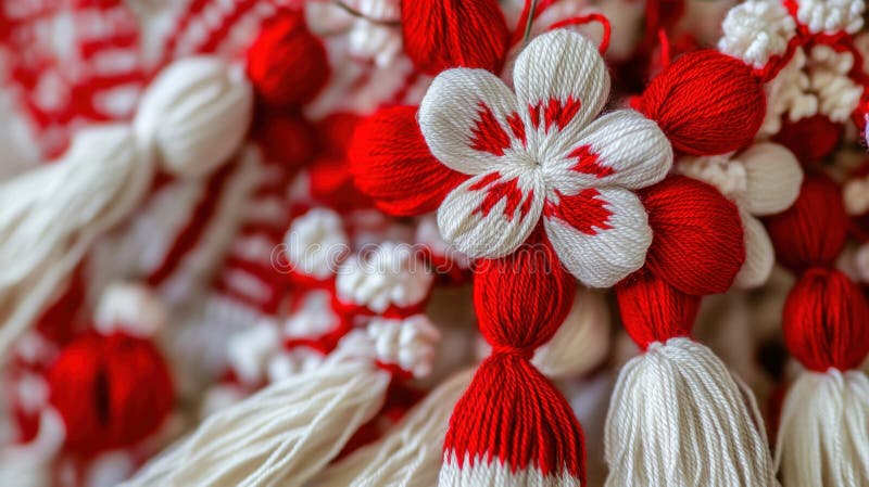 Traditional Bulgarian Martenitsa Red and White Yarn Decorations Baba ...