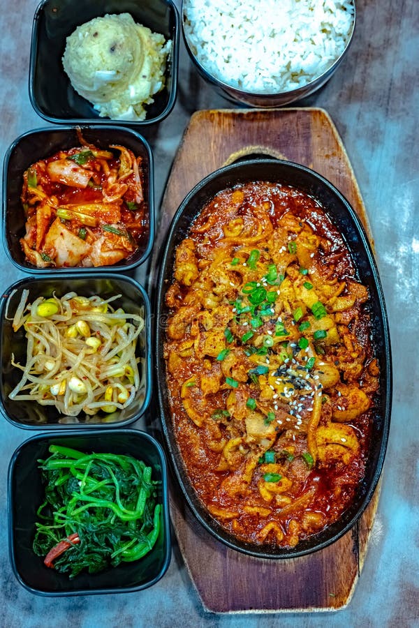 Traditional Bulgogi Chicken Served in Korean Restaurant Stock Photo ...