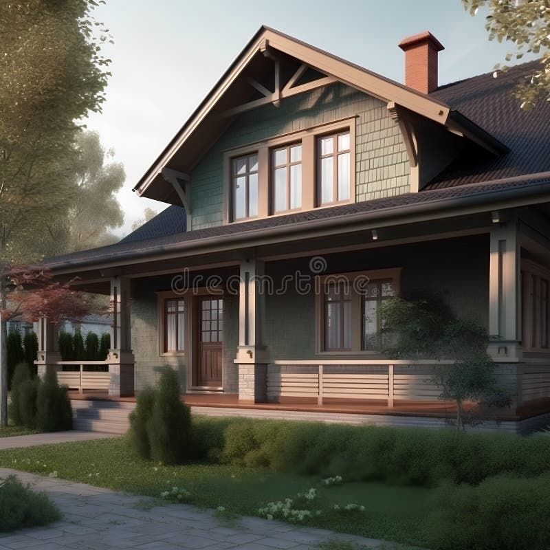 Traditional Bungalow Architecture. Porch of a Private House Stock ...