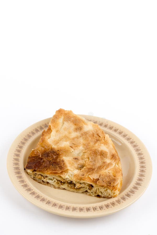 Traditional Burek Pie with Meat Isolated Over White Background Stock ...
