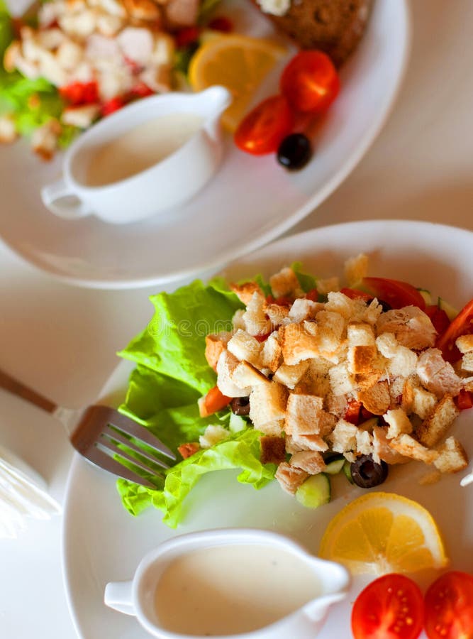 Traditional caesar salad stock photo. Image of bowl, food - 19756210