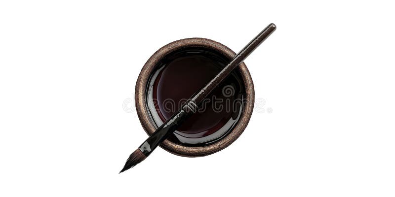 Traditional Calligraphy Brush and Ink Pot. Artistic Tools for Creative ...