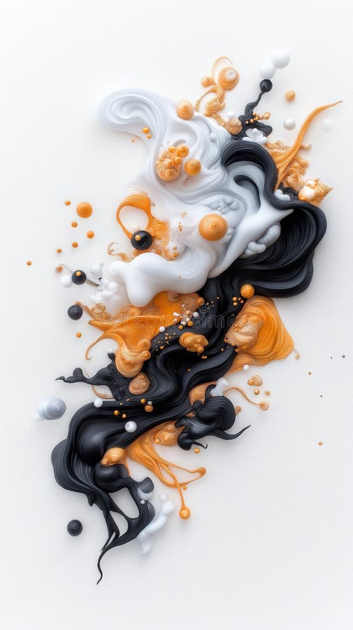 Traditional Calligraphy-inspired Abstract Design Featuring Flowing Ink ...