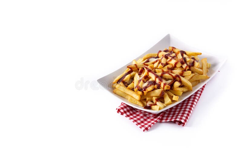 Traditional Canadian Poutine Isolated on White Background Stock Photo ...