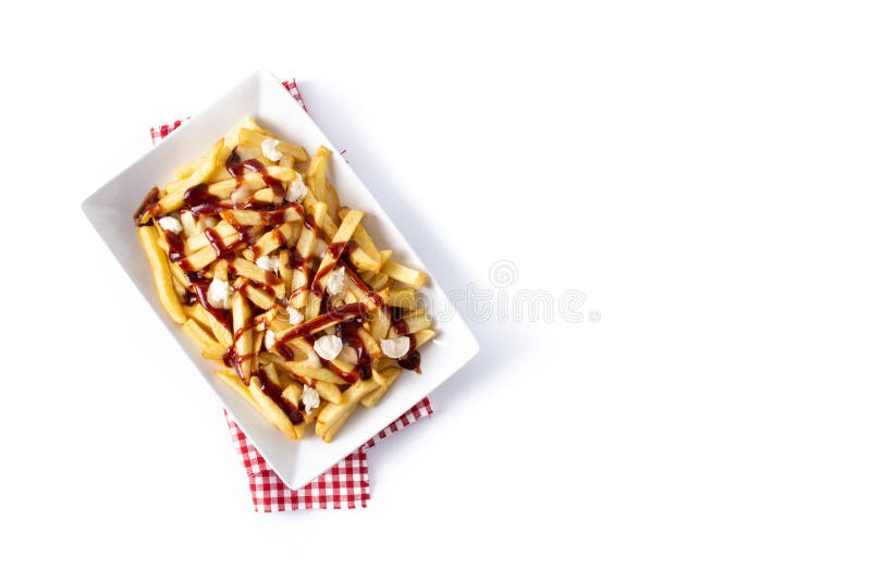 Traditional Canadian Poutine Isolated on White Background Stock Photo ...