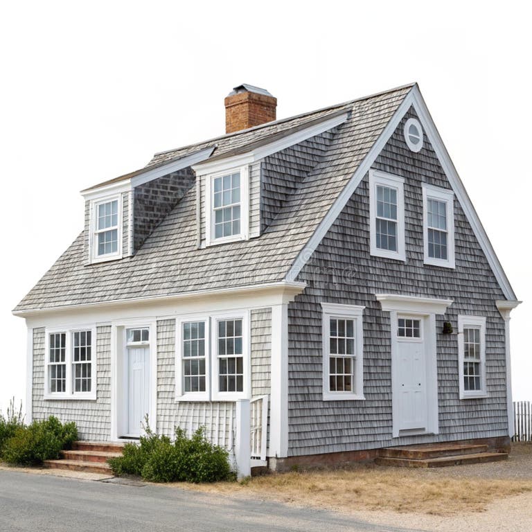 Cape Cod House Isolated on White Background Stock Illustration ...