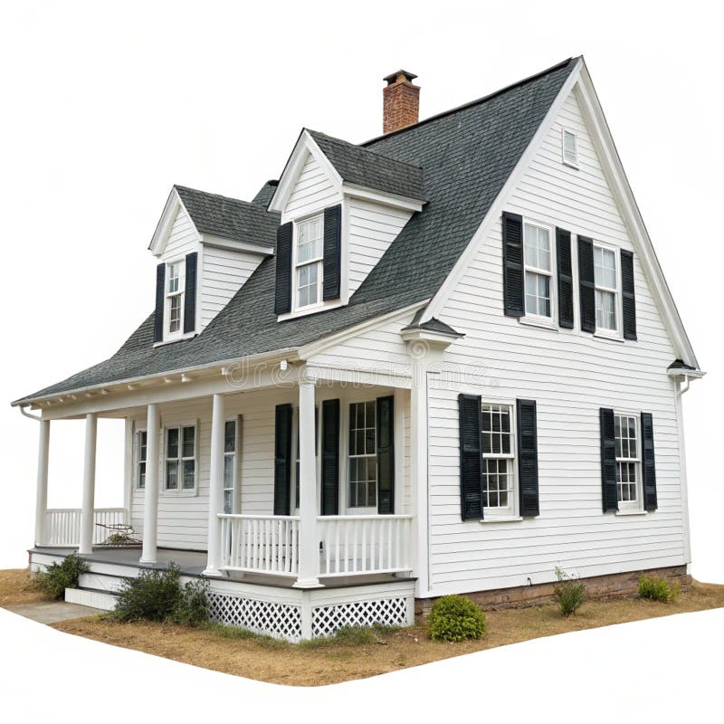 Cape Cod House Isolated on White Background Stock Illustration ...