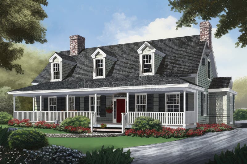 Traditional Cape Cod House with Shingle Exterior and Welcoming Front ...