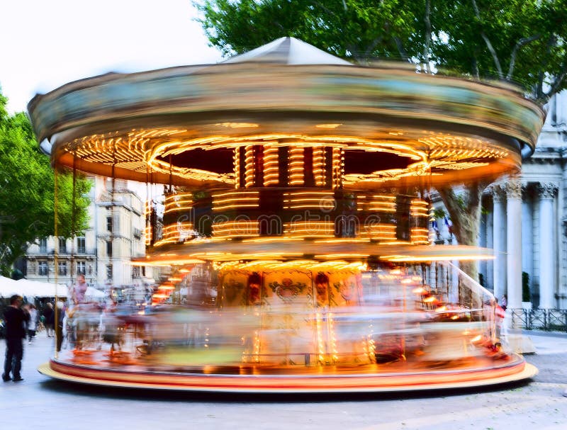 Traditional Carousel with Horses Stock Image - Image of exciting ...