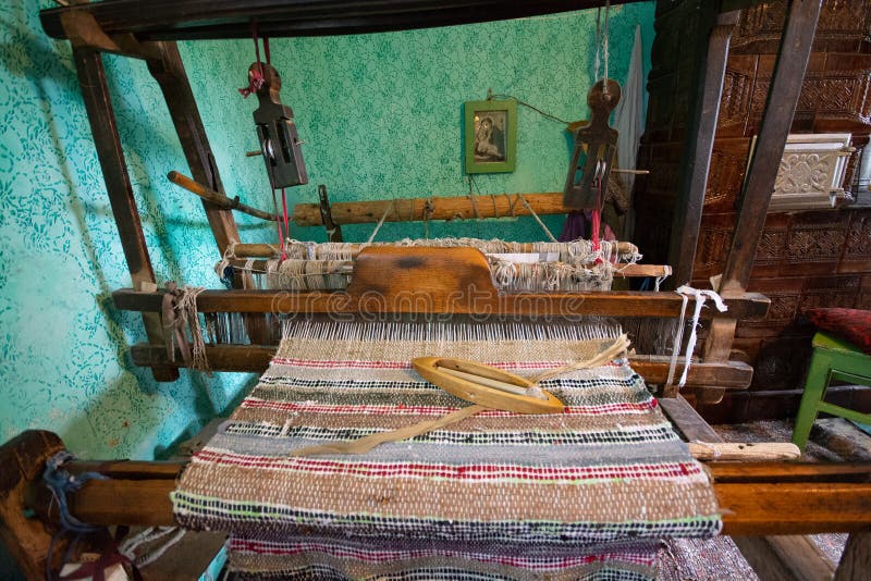 Traditional Carpet Making Machine in Old Traditional Home from Romania ...