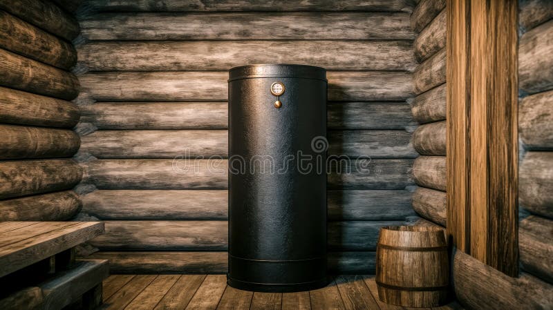 Traditional Cast Iron Solid Fuel Boiler Heating Rustic Log Cabin Stock ...