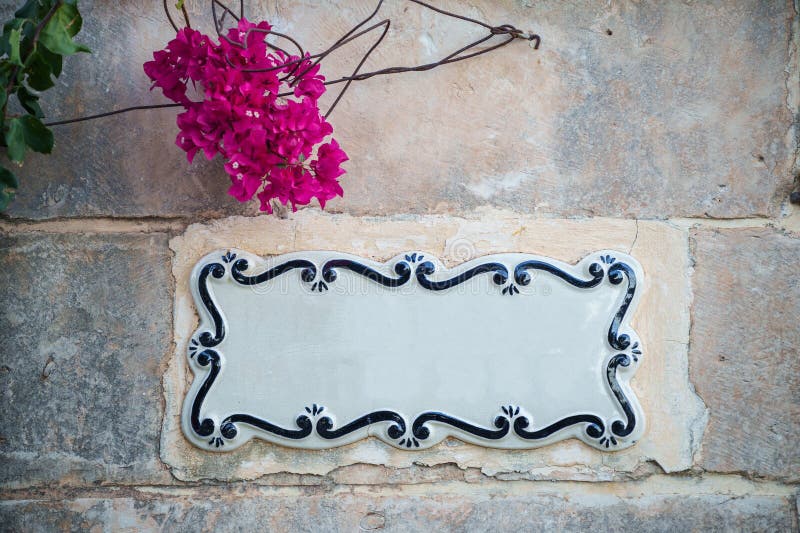 Traditional Ceramic Home Sign Board on Wall Stock Image - Image of ...