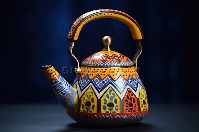 Traditional Ceramic Kettle in Colorful Patterns Stock Illustration ...