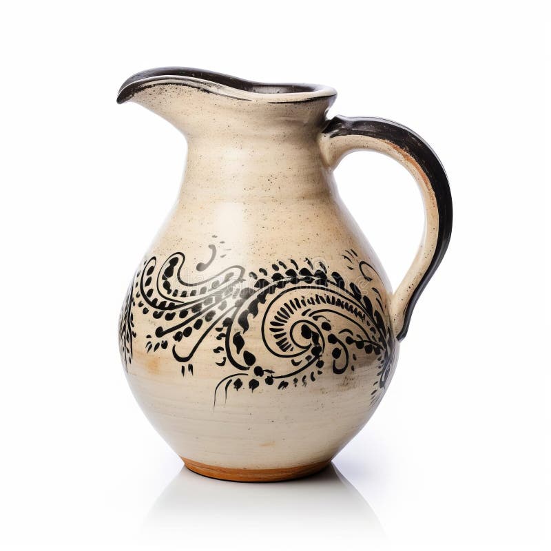 Traditional Ceramic Pitcher with Classic Design on Cream Background ...