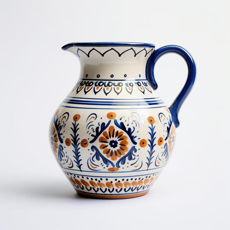 Traditional Ceramic Pitcher with Vibrant Floral Pattern Design Stock ...