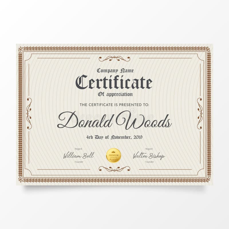 Traditional Certificate with Classic Frame Template with Abstract ...