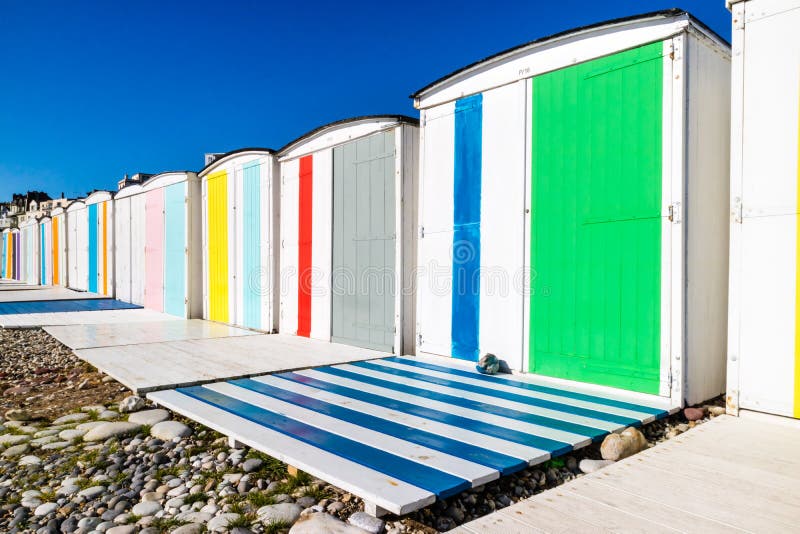 Traditional Changing Rooms on the Beach Stock Image - Image of aval ...