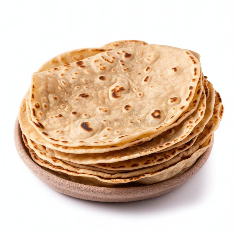 Traditional Chapati Tortillas Isolated on White Background, Created ...