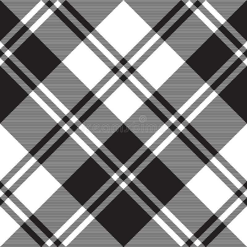 Traditional Check Fabric Texture Black White Seamless Pattern Stock ...