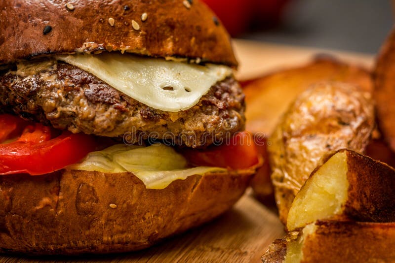 Cheeseburger with Beef Meat Stock Image - Image of patty, fastfood ...