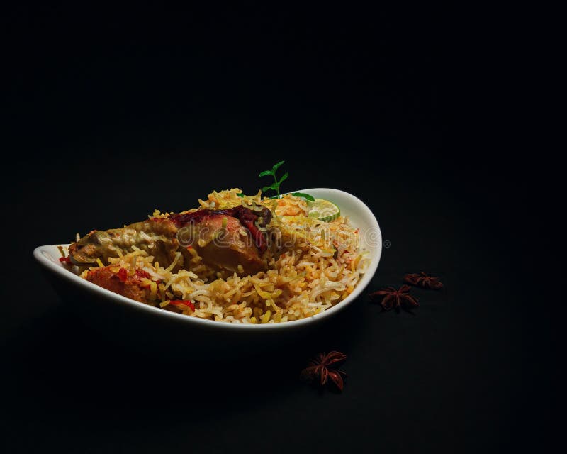Traditional Chicken Biryani on Dark Background Stock Image - Image of ...