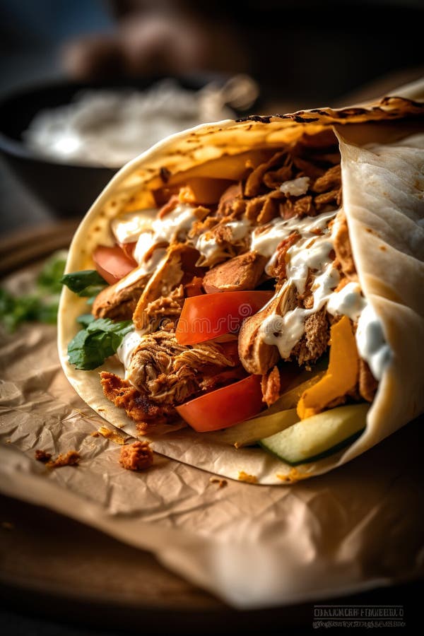 Traditional Chicken Shawarma, Close Up. Generative AI Stock ...