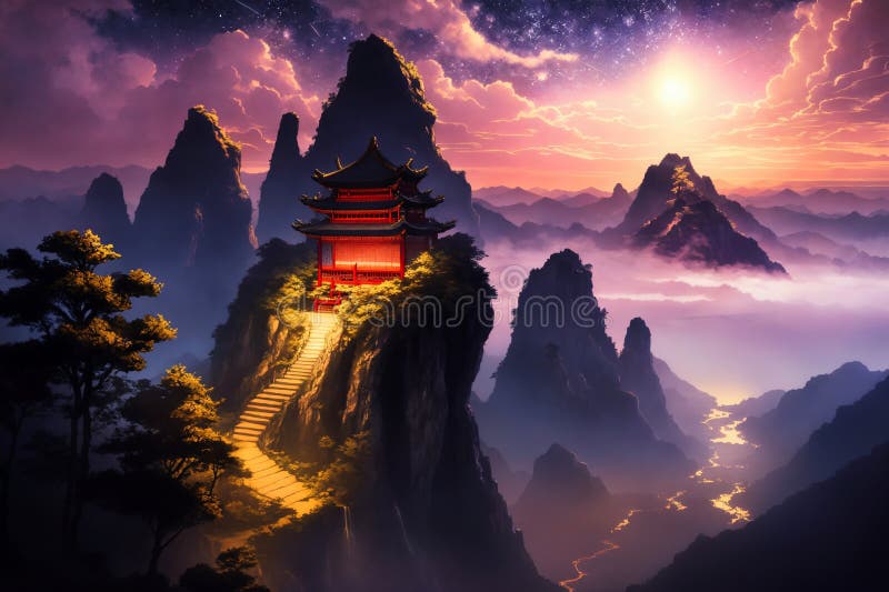 Traditional Chinese Ancient Architecture Scenery Wallpaper Stock ...