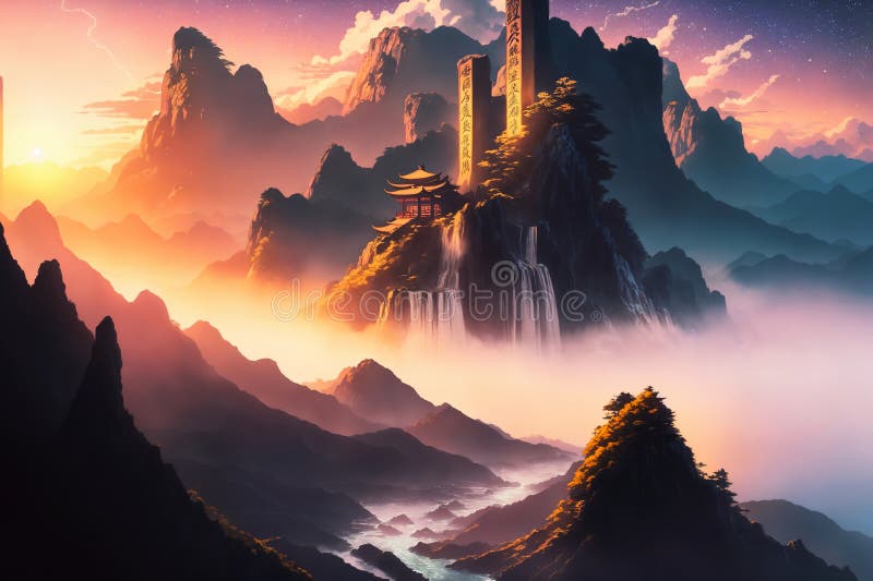 Traditional Chinese Ancient Architecture Scenery Wallpaper Stock ...