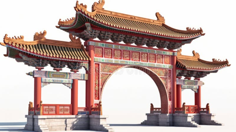 Traditional Chinese Arc. Generative AI Stock Illustration ...