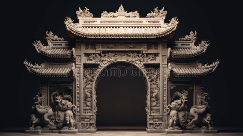 Traditional Chinese Arc. Generative AI Stock Illustration ...