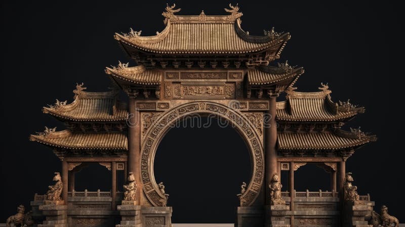 Traditional Chinese Arc. Generative AI Stock Illustration ...