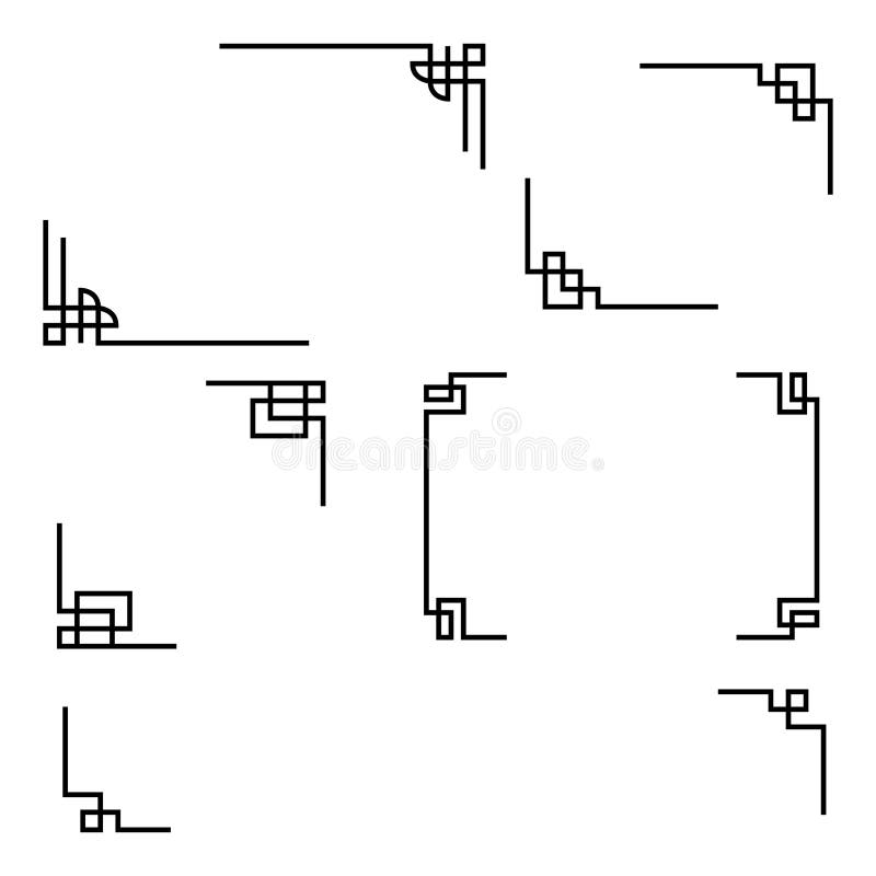 Traditional Chinese Border Frame with Black Geometric Pattern Stock ...