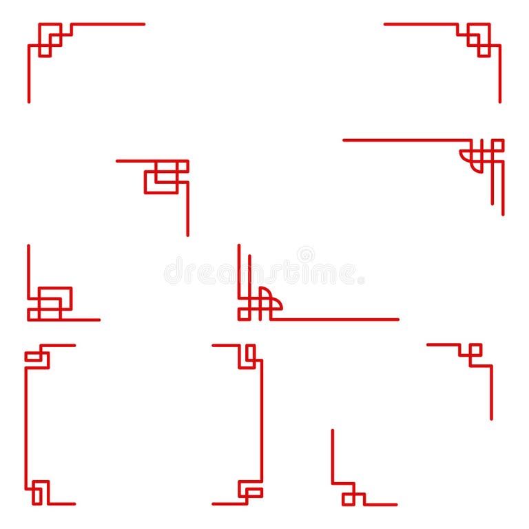 Traditional Chinese Border Frame with Red Geometric Pattern Stock ...