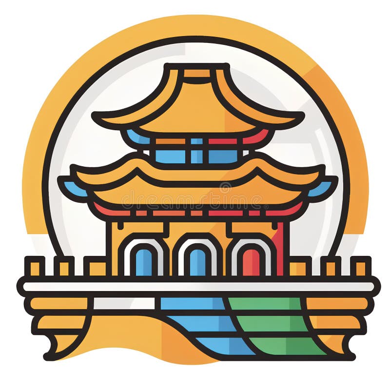 Traditional Chinese Building Icon. Vector Illustration in Flat Design ...