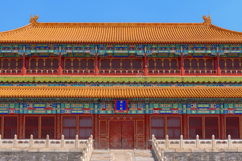 Traditional Chinese Building Under Blue Sky Stock Image - Image of ...