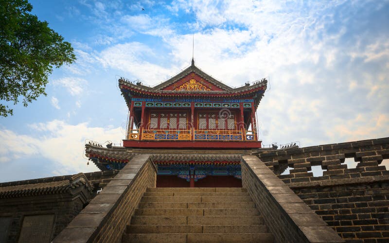 Traditional Chinese Building Under Blue Sky Stock Image - Image of ...
