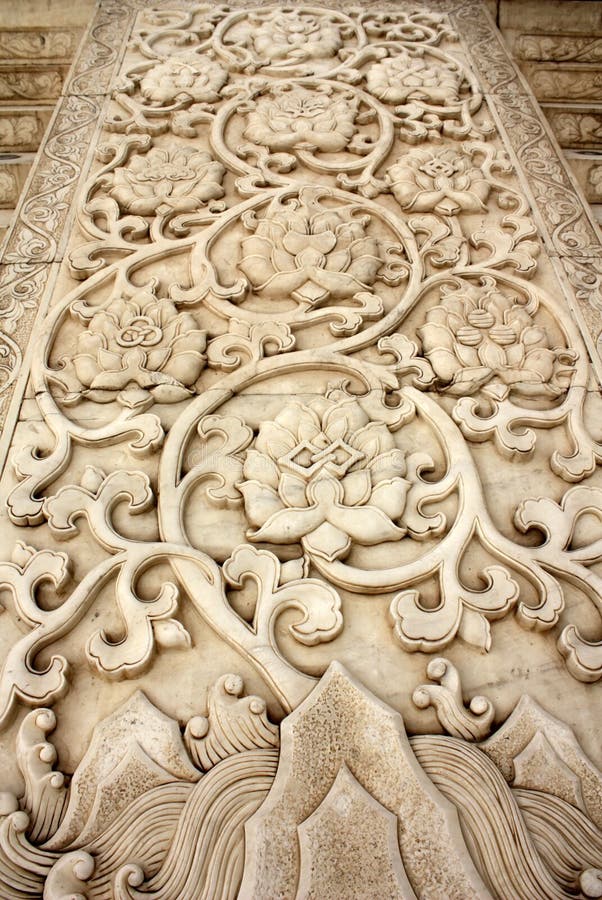 Traditional Chinese Carved Pattern on the Marble Stock Photo - Image of ...