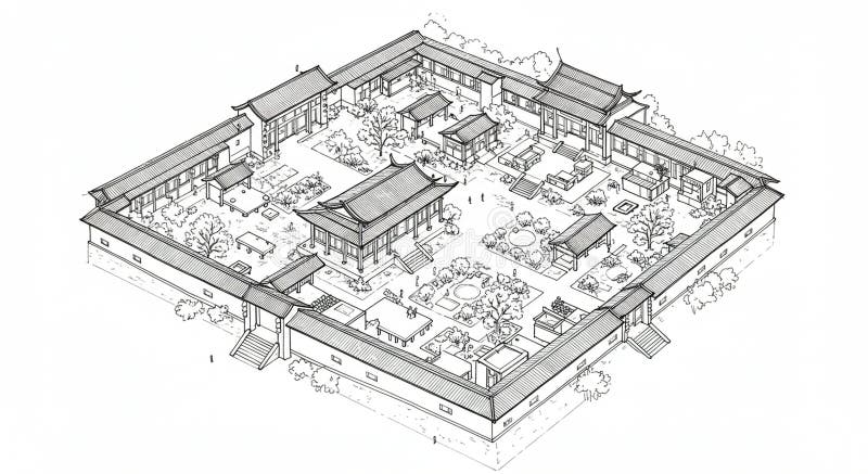 Rectangular Enclosed Architecture Characteristic Stock Illustrations ...