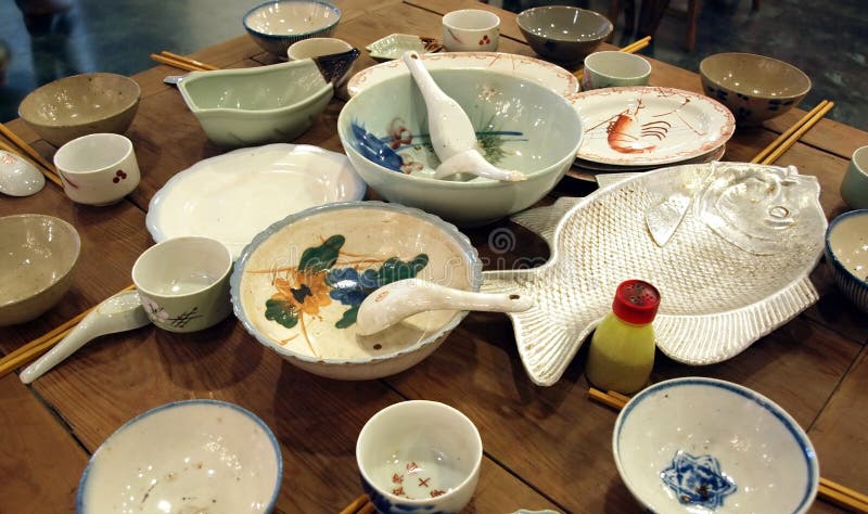Traditional Chinese Dinner Setting Stock Image - Image of pattern ...