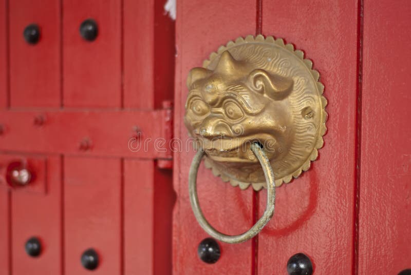 Traditional Chinese Door Handle Stock Image - Image of oriental, door ...