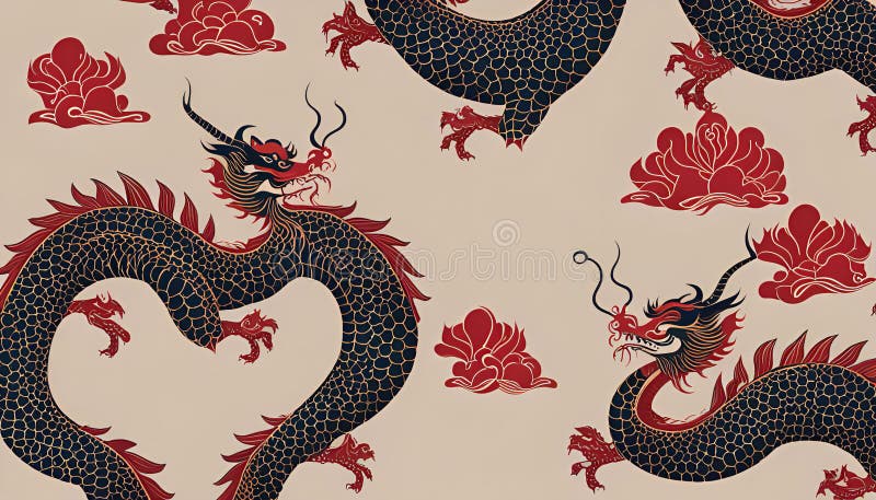 Traditional Chinese Dragon Pattern Stock Illustration - Illustration of ...
