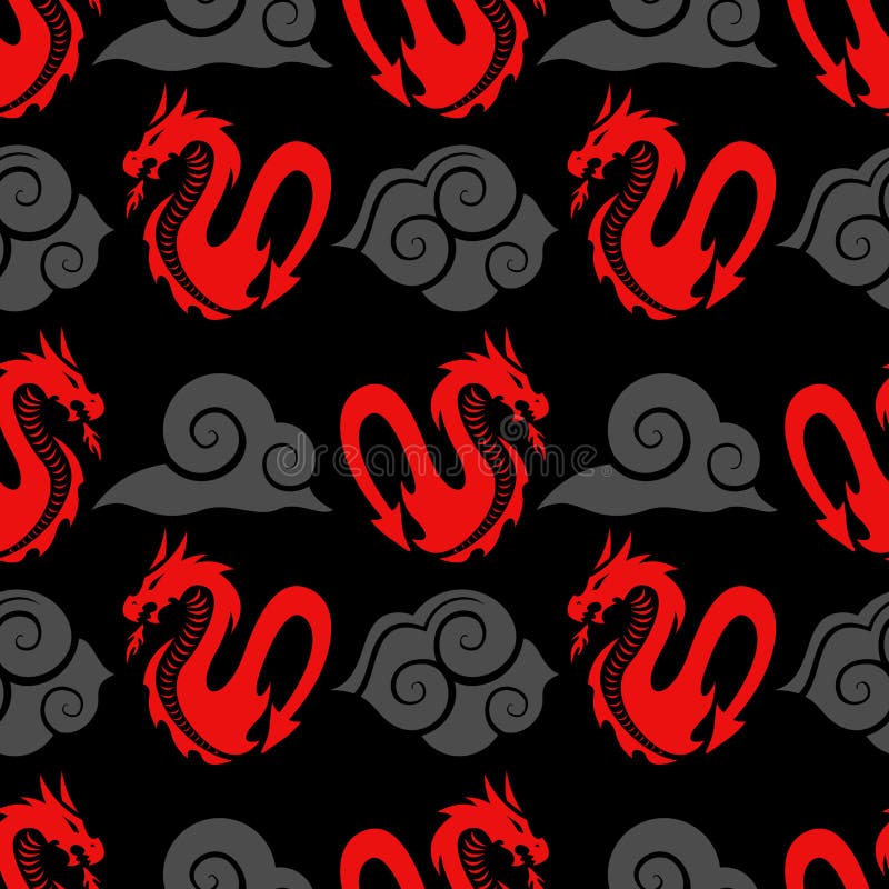 Traditional Chinese Dragon Seamless Pattern Stock Vector - Illustration ...