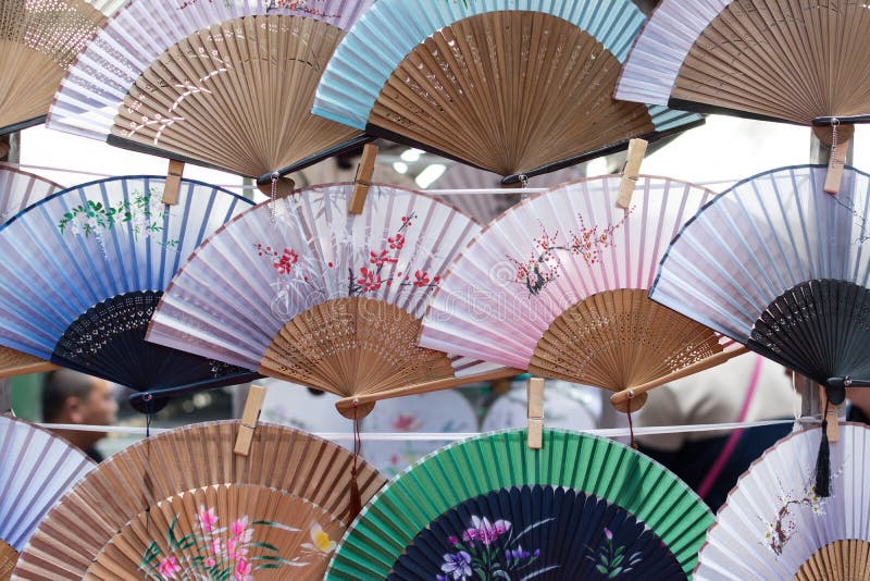Traditional Chinese Fans stock image. Image of flowers - 63213827