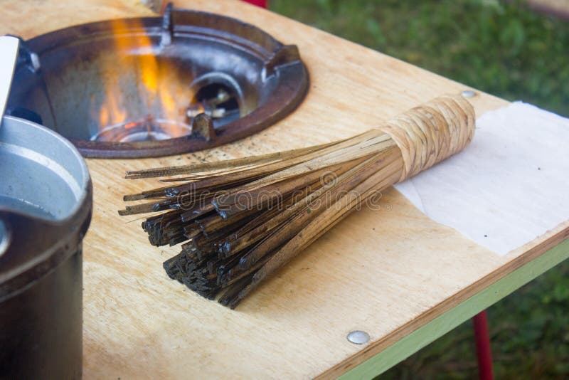 Traditional Chinese Food - Wok Cooking on Open Fire. Stock Image ...