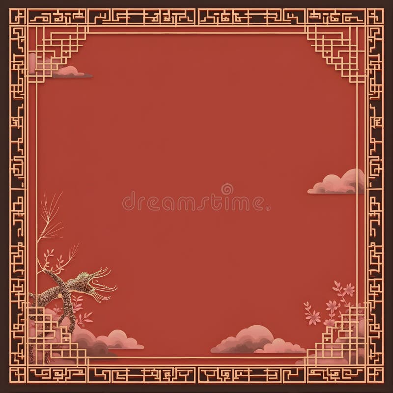 Traditional Chinese Frame with Soft Red Background Stock Image - Image ...